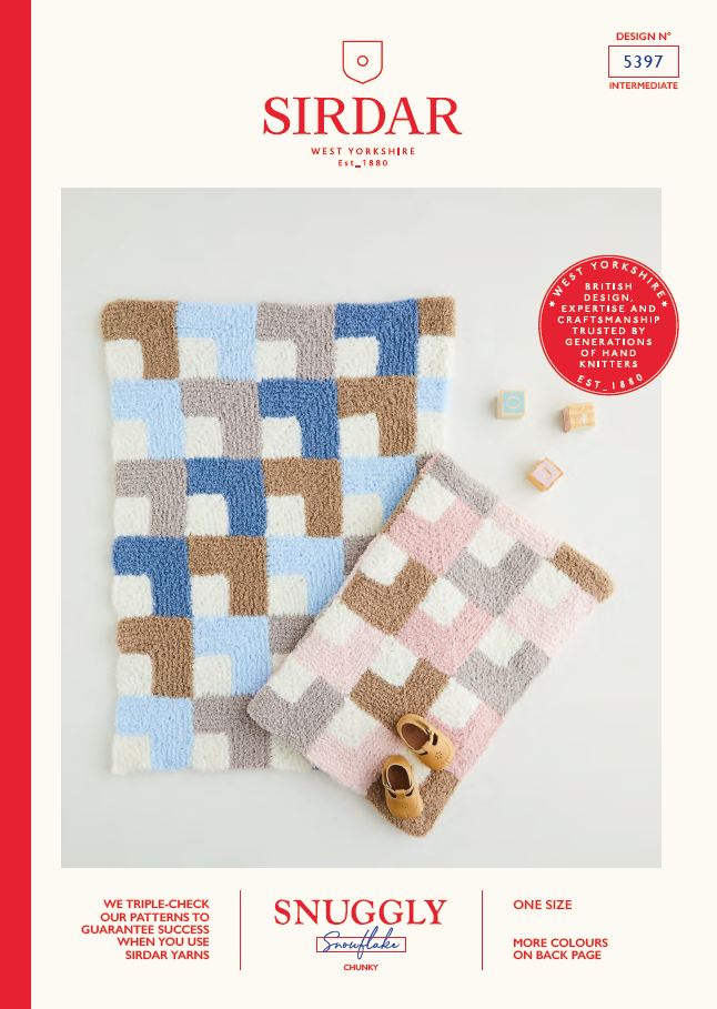 S5397 Mitred Square Baby Blanket in Sirdar Snuggly Snowflake Chunky ...