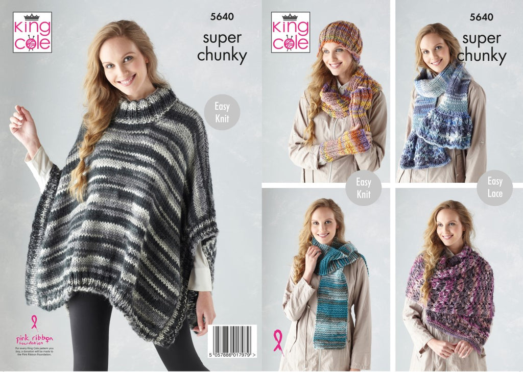 KC5640 Ladies Scarves & Poncho in King Cole Quartz Super Chunky – SMD ...