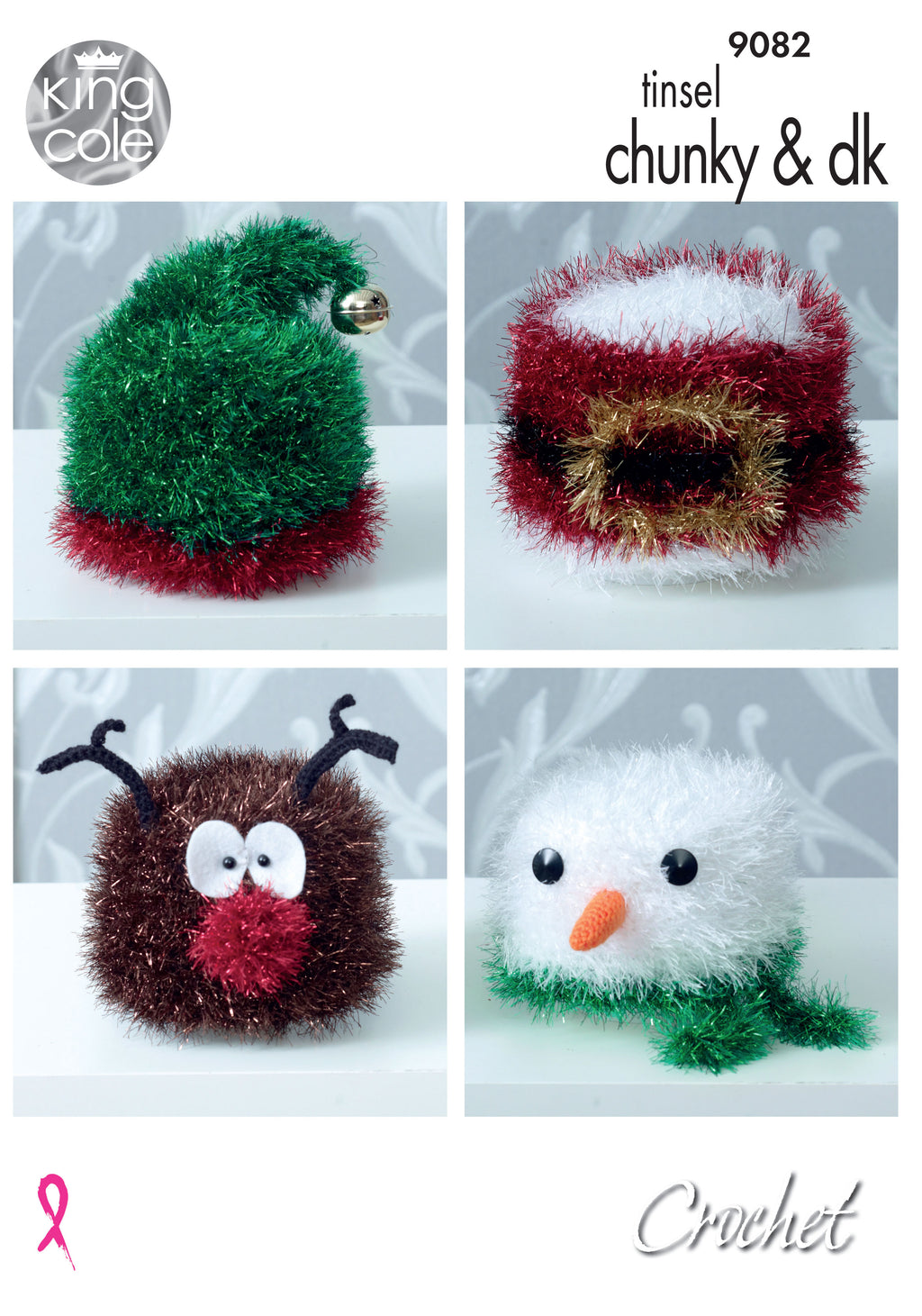 KC9082 Crochet Christmas Toilet Roll Covers in King Cole Tinsel Chunky ...