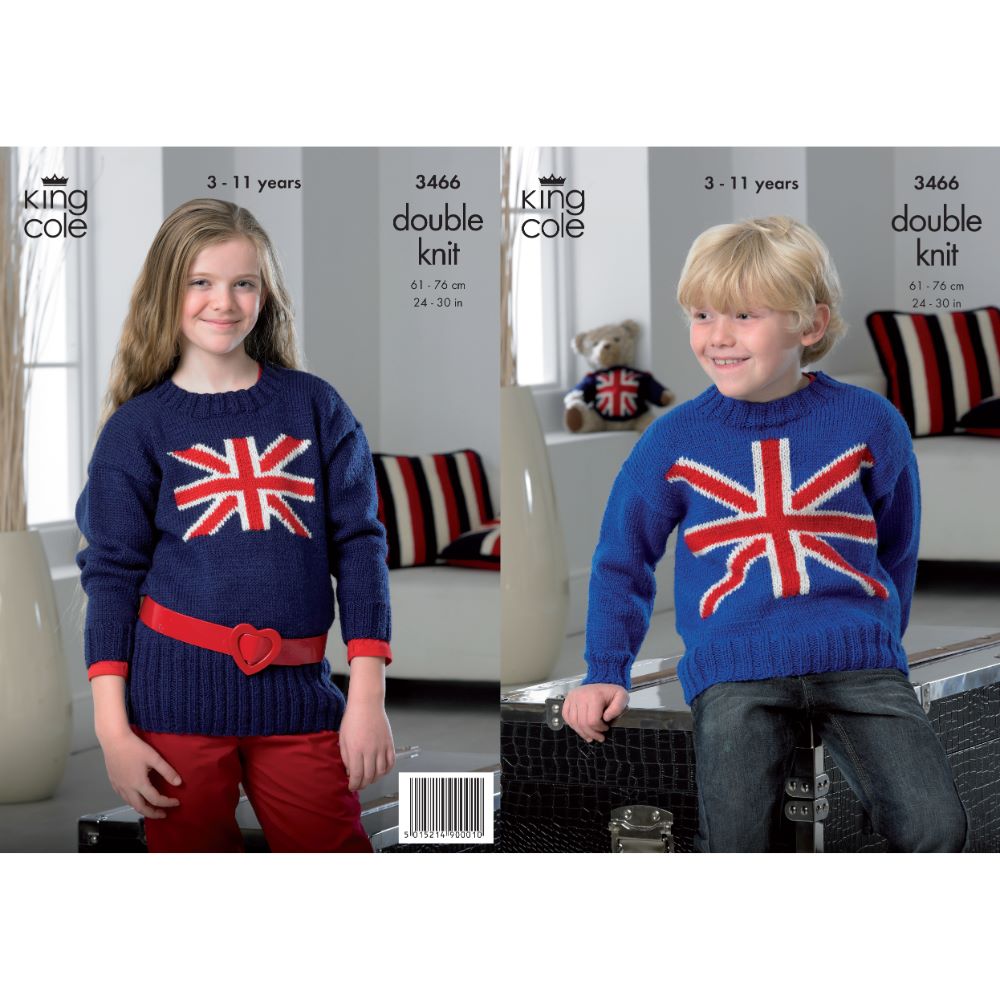 KC3466 Childrens Union Jack Jumper in King Cole DK – SMD Knitting