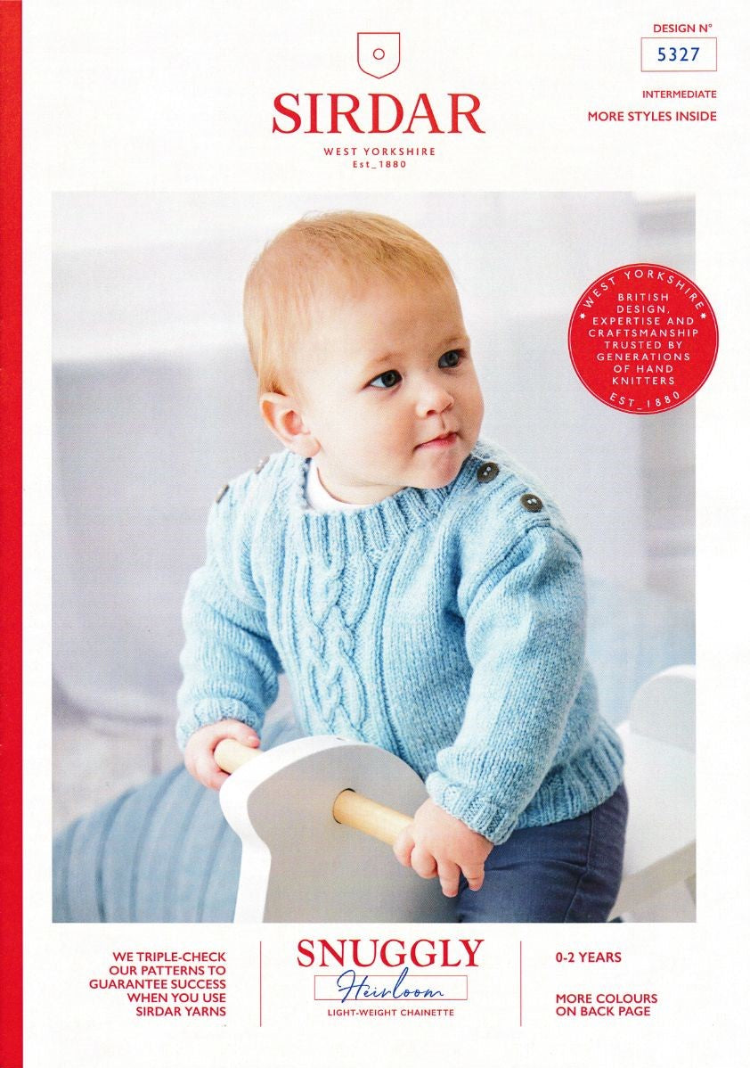 S5327 Cable Panel Sweater in Sirdar Snuggly Heirloom – SMD Knitting