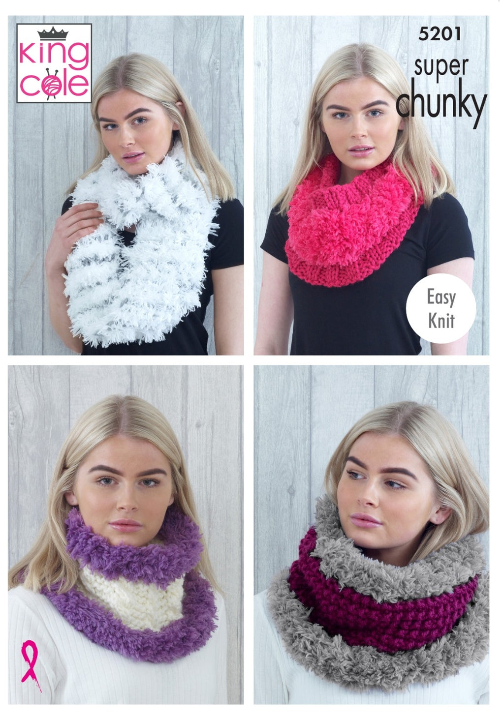 KC5201 Cowls in King Cole Tufty Super Chunky and Big Value Super Chunk ...