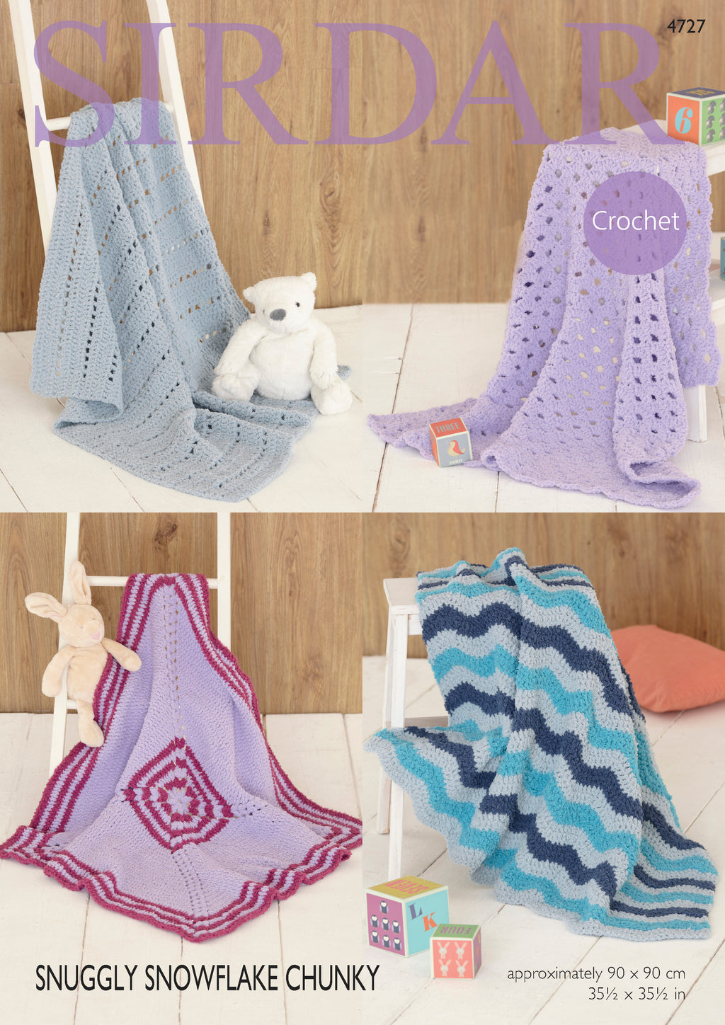 S4727 Four Crochet Blanket Designs in Sirdar Snuggly Snowflake Chunky ...